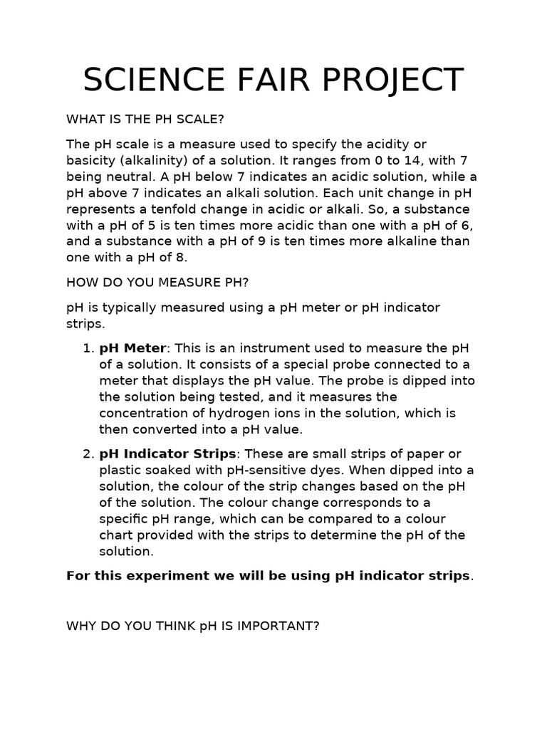Science Fair Project | PDF | Ph | Chemical Substances