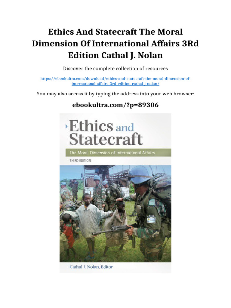 Ethics and Statecraft The Moral Dimension of International Affairs 3rd ...