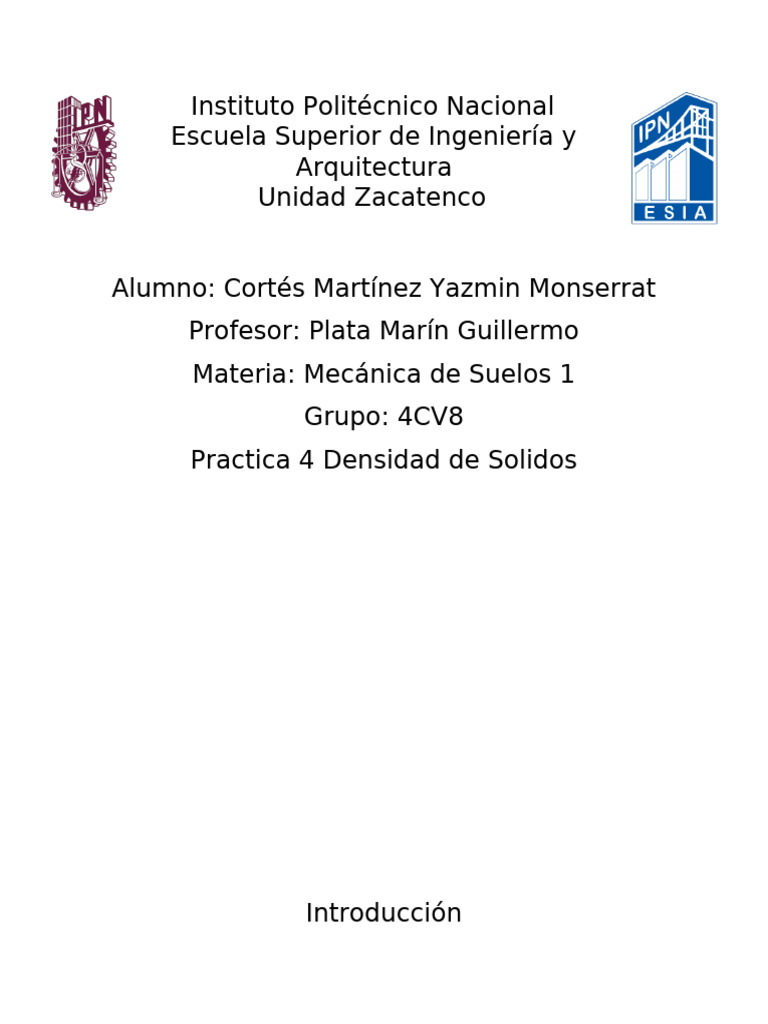 Cortés Martinez Yazmin Monserrat - Practica 4 | PDF | Densidad