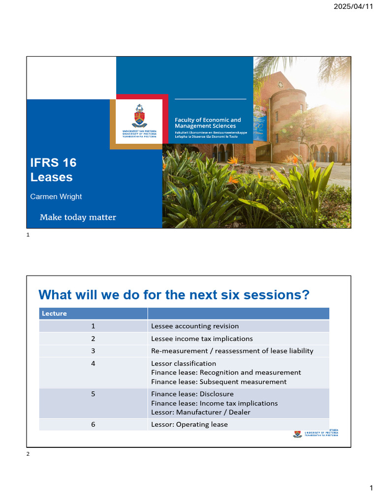 IFRS 16 Lecture 1 - 2025 - Complete | PDF | Lease | Economies