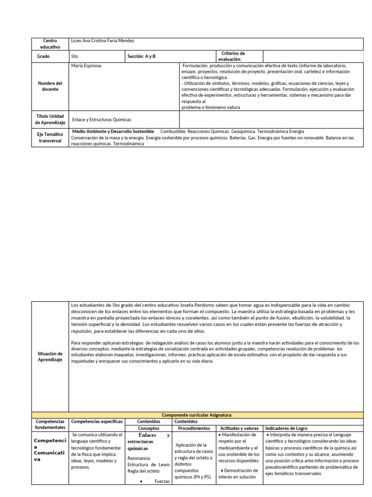 Planificacion de Unidad de Aprendizaje de 5to 2da Unidad p2 2023-2024 ...