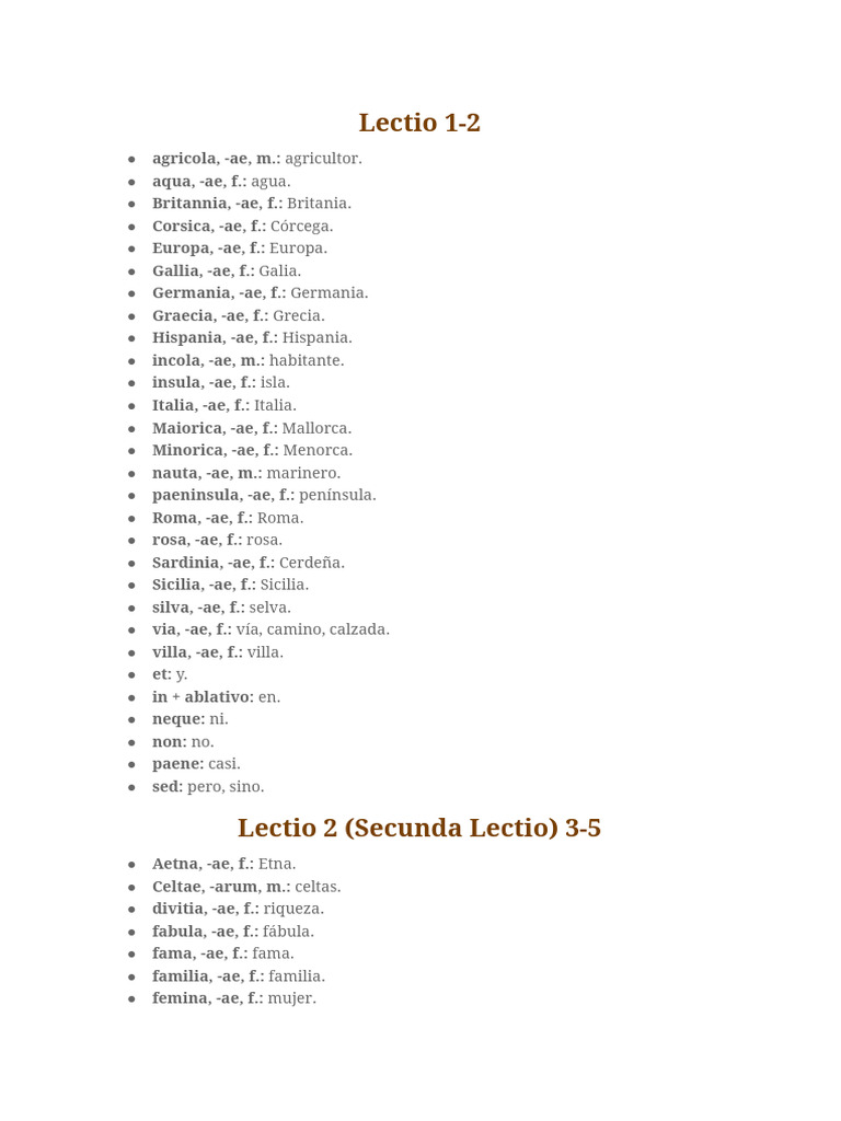Vocabulario de Latín | PDF
