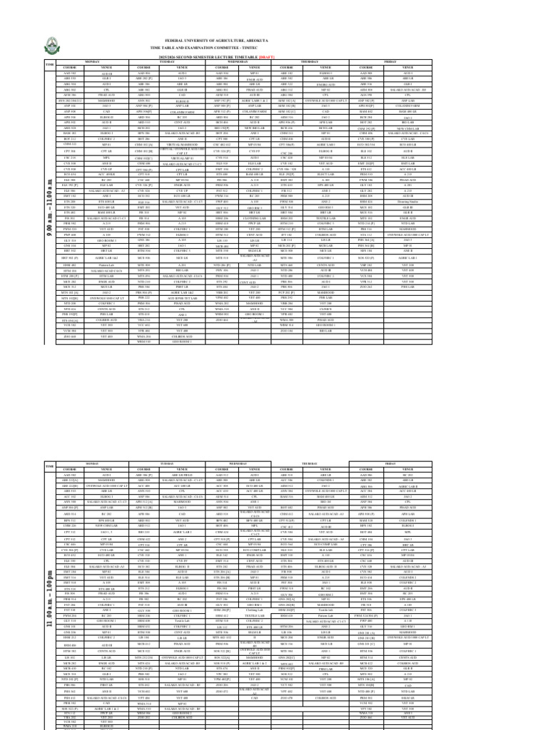 2025 - 2026 Second Semester Lecture TT - Draft RELEASED | PDF