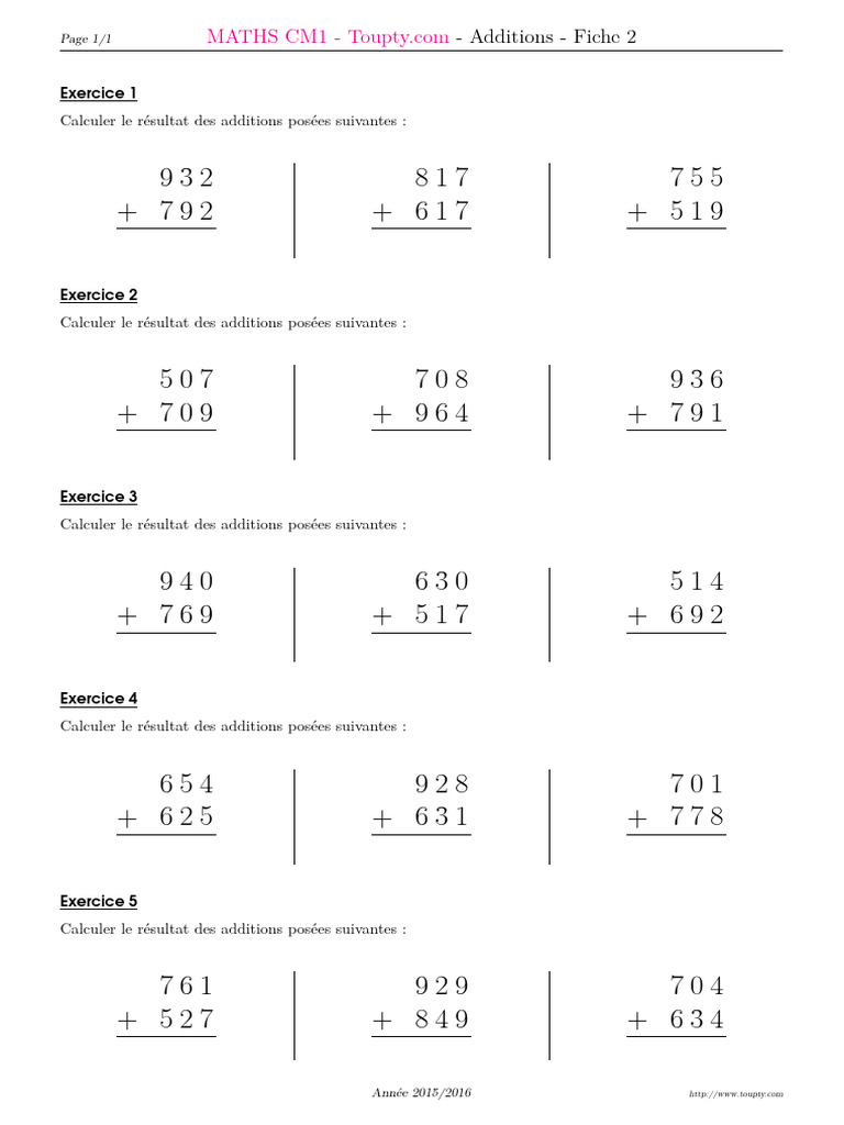 Addition Cm1 2 | PDF