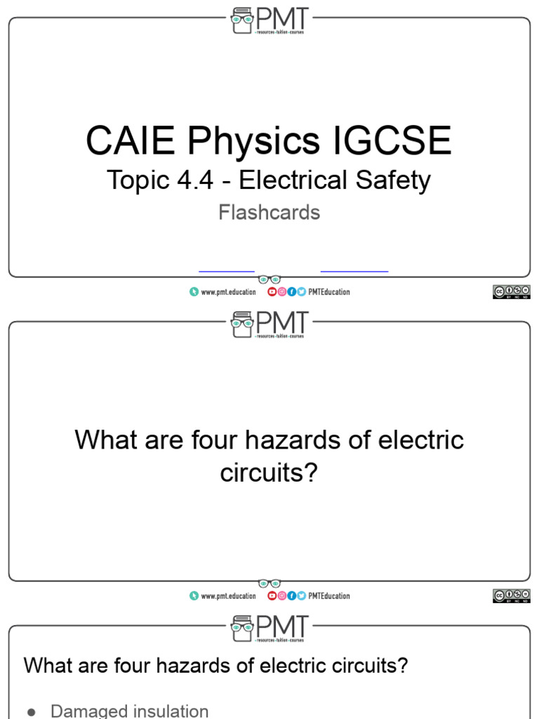 Flashcards - Topic 4.4 Electrical Safety - CAIE Physics IGCSE | PDF ...