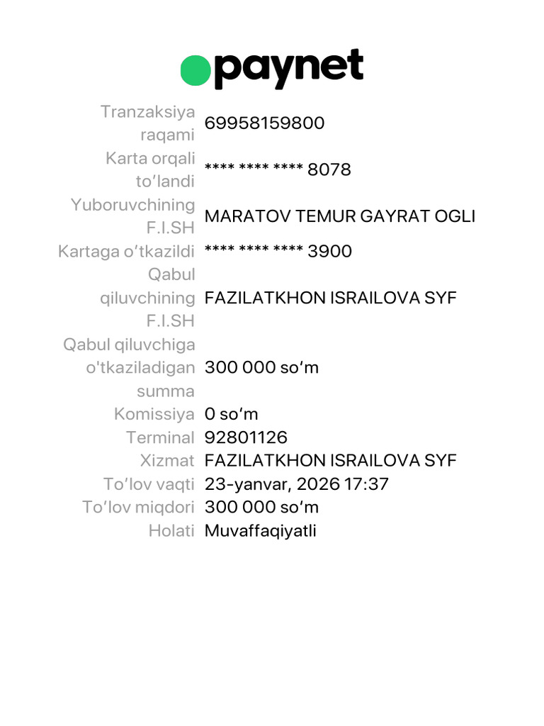 8078 Maratov Temur Gayrat Ogli 3900 Fazilatkhon Israilova Syf | PDF