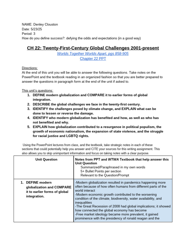 Copy of CH 22_ Twenty-First-Century Global Challenges 2001-Present ...