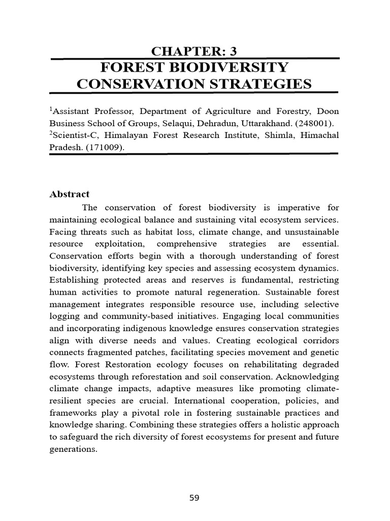 Forest Biodiversity Conservation Book Chapter | PDF | Conservation ...