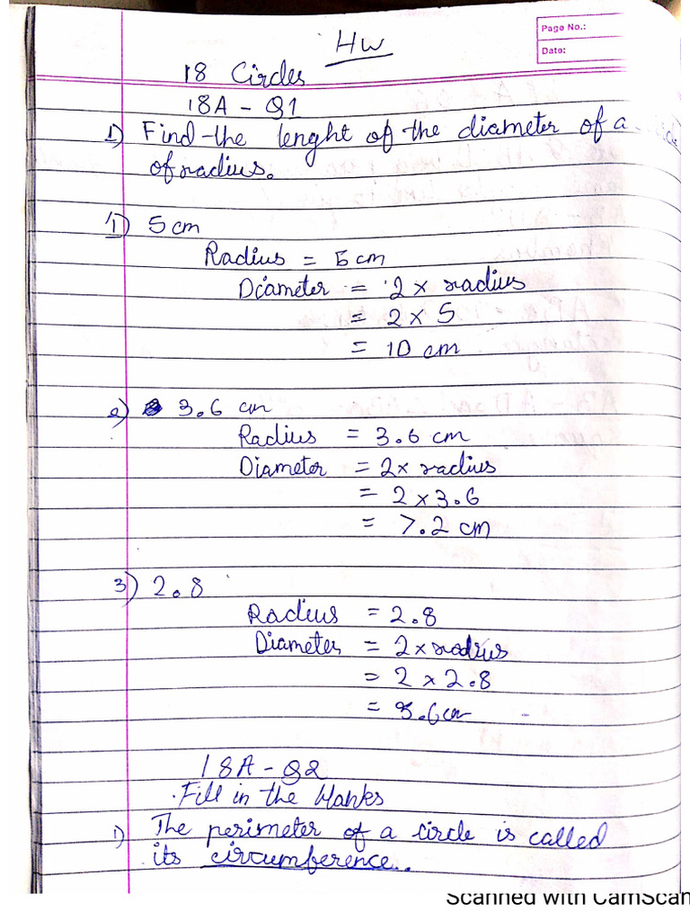 Circle Homework | PDF