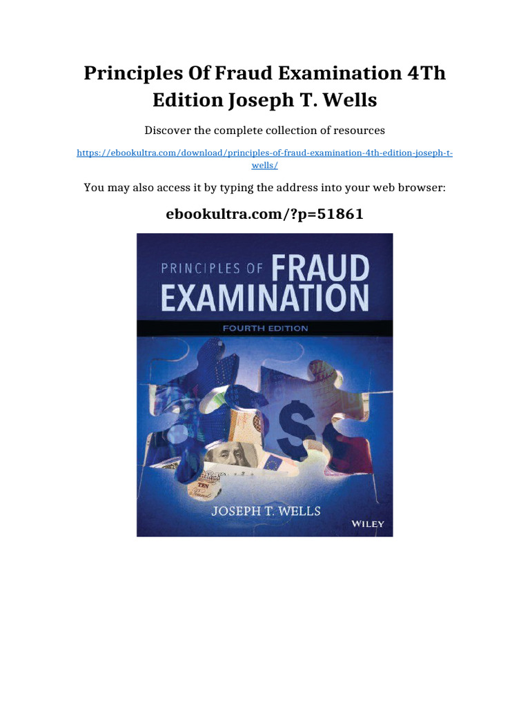 Principles of Fraud Examination 4th Edition Joseph T. Wells Full | PDF ...