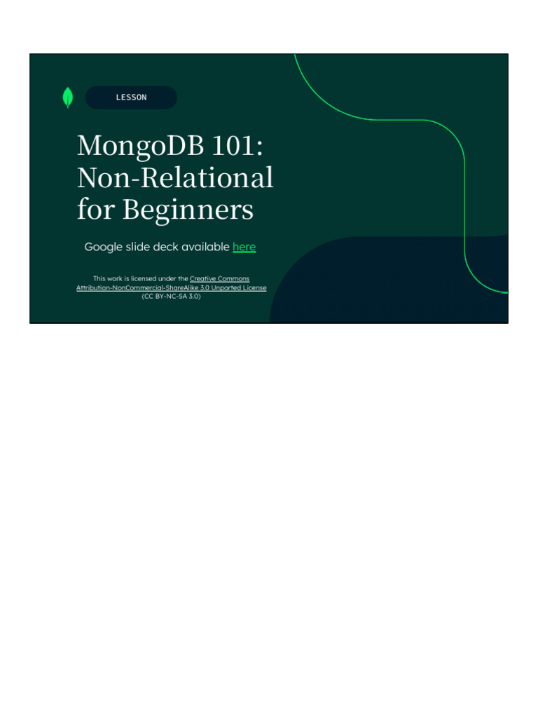 Handout - MongoDB 101 Non-Relational For Beginners | PDF | Databases ...