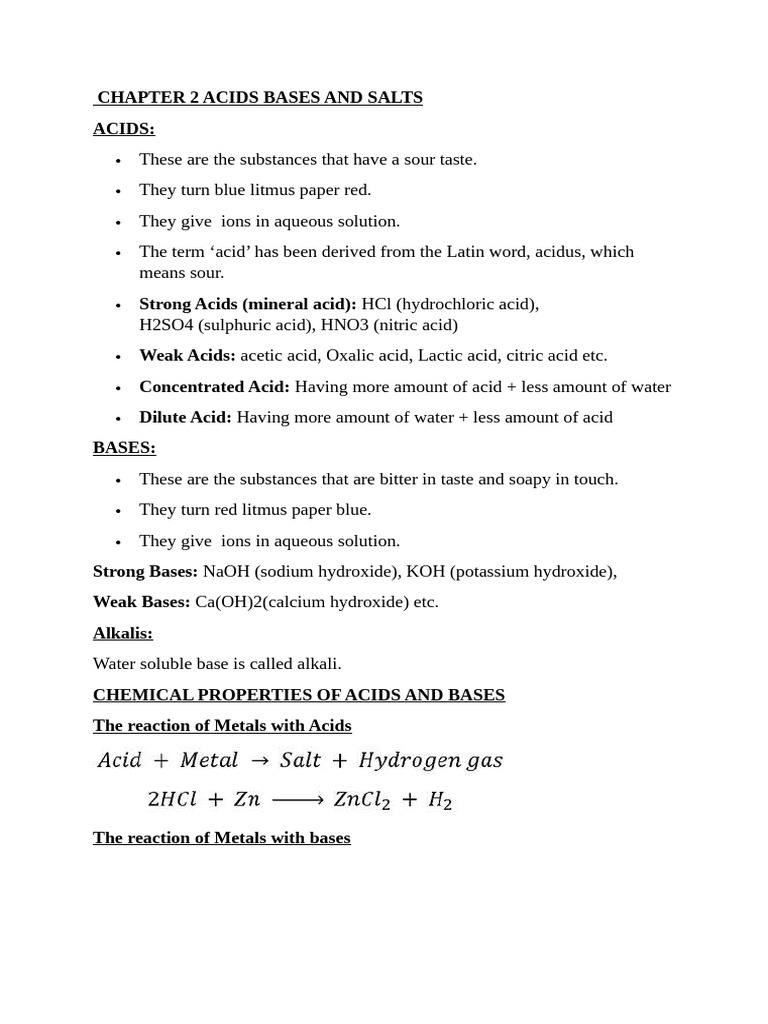 Chapter 2 Acids Bases and Salts | PDF | Acid | Ph