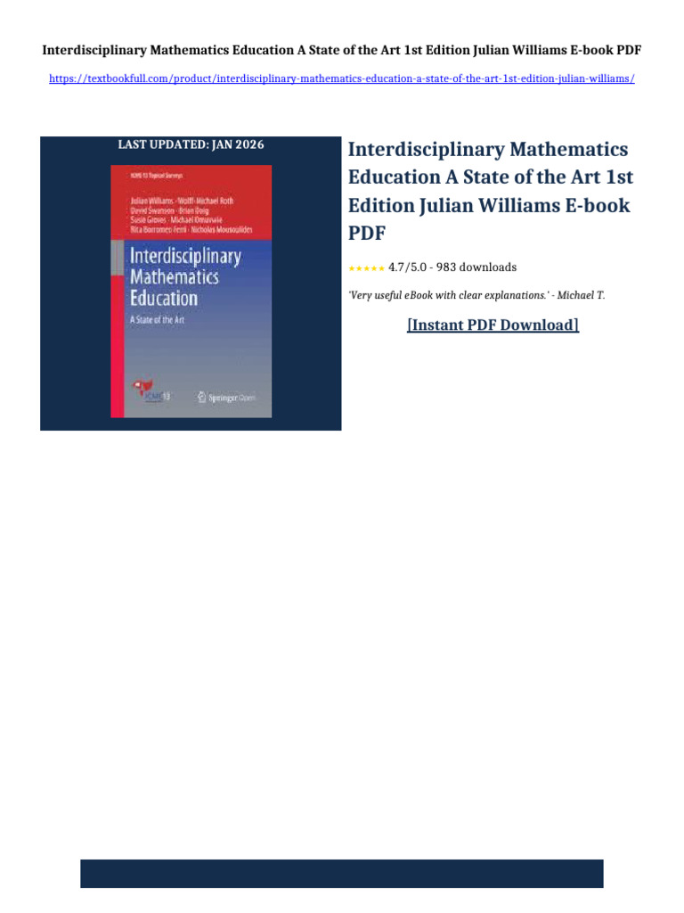 Interdisciplinary Mathematics Education A State of the Art 1st Edition ...