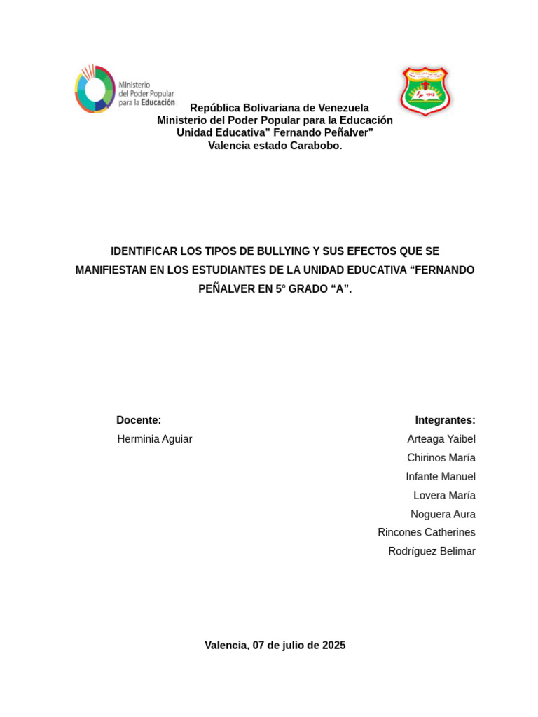 Proyecto Del Bullying Corregido | PDF | Violencia | Agresión