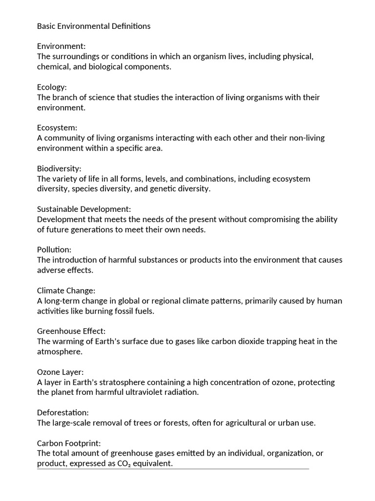 Basic Environmental Definitions | PDF | Greenhouse Gas | Climate Change