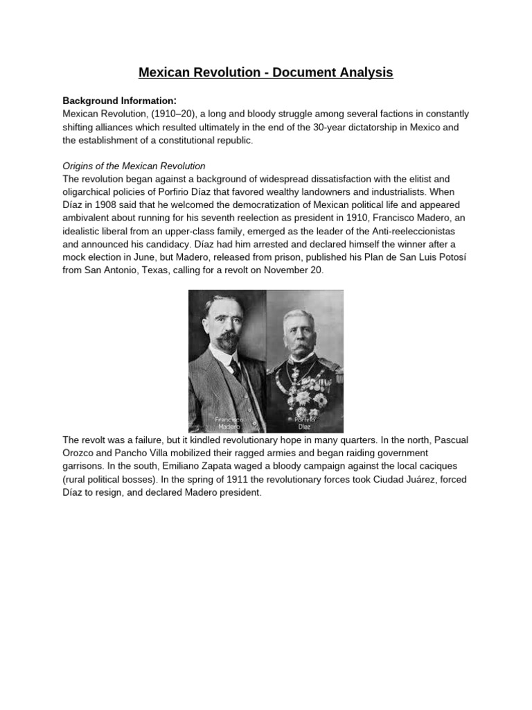Copy of Mexican Revolution - DBQ | PDF | Mexican Revolution | Military ...