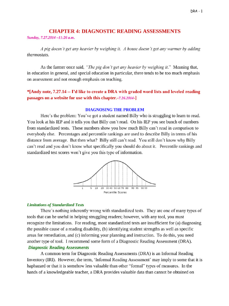 Dra - Chapter 4 - Diagnostic Reading Assessments | PDF