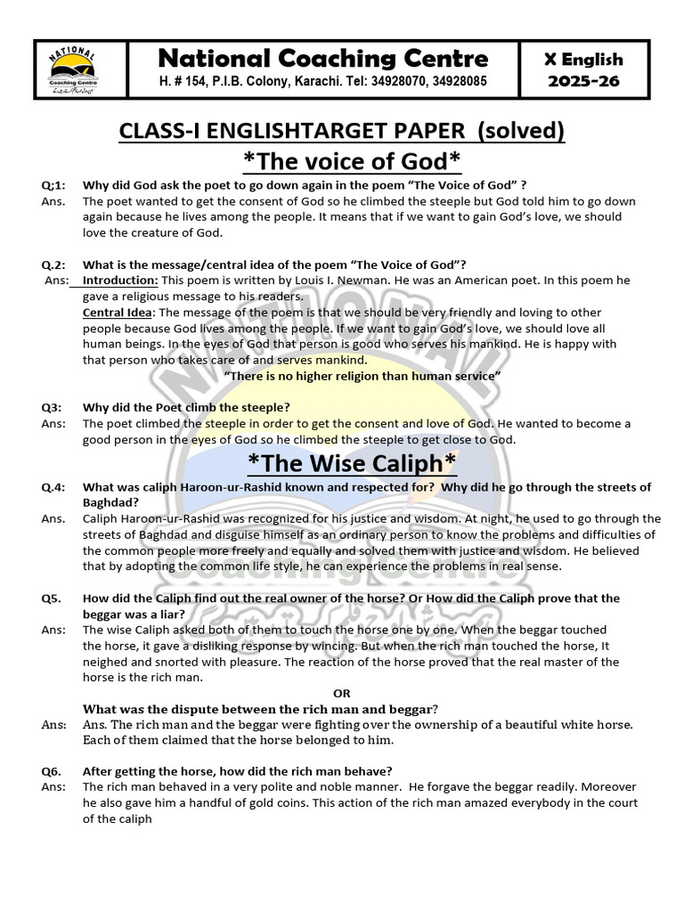 Class Matric English Target Paper (2025-26) | PDF | Traffic Collision ...