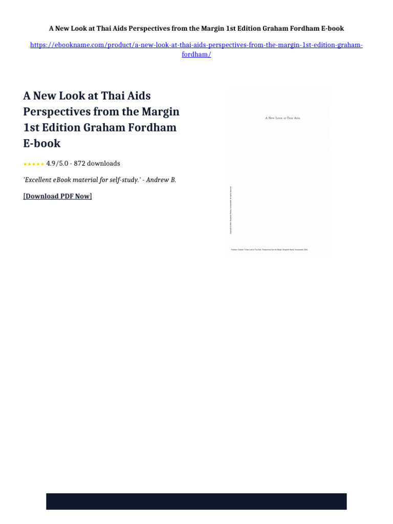 A New Look at Thai Aids Perspectives from the Margin 1st Edition Graham ...