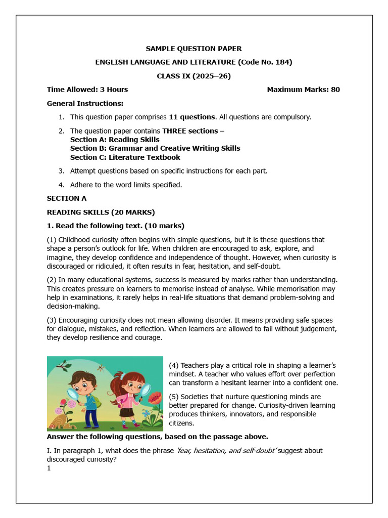 Sample Question Paper For Case | PDF | Learning | Curiosity