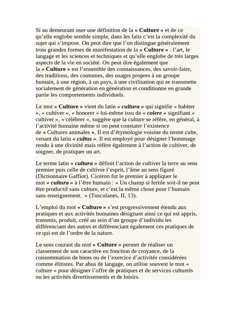 La Culture | PDF