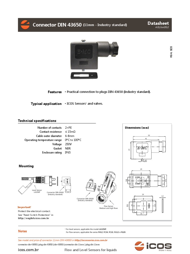 DIN 43650 Connector Specifications | PDF