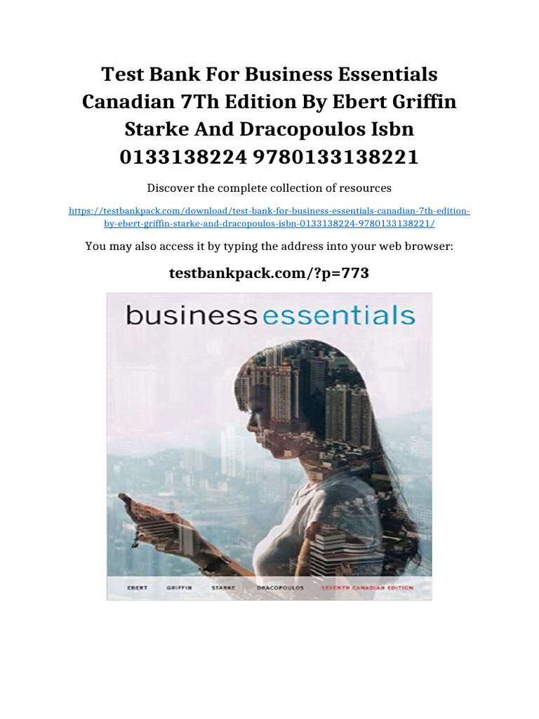 Test Bank for Business Essentials Canadian 7th Edition by Ebert Griffin ...
