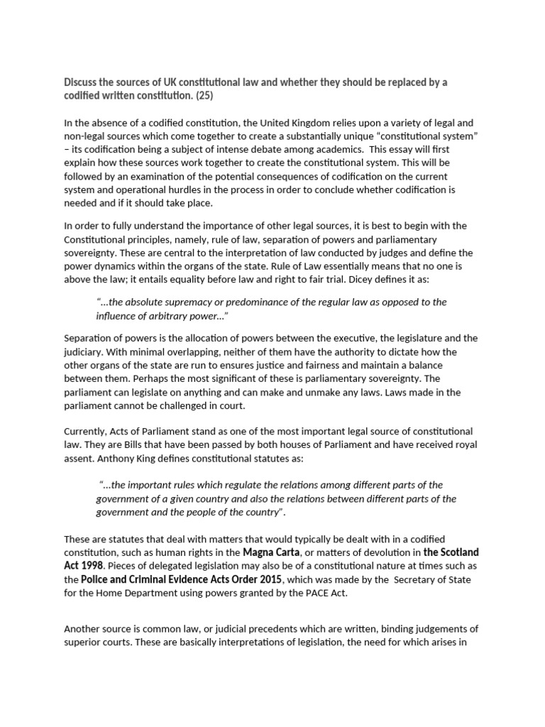 Sources of The Uk Constitution | PDF | Constitutional Law | Constitution