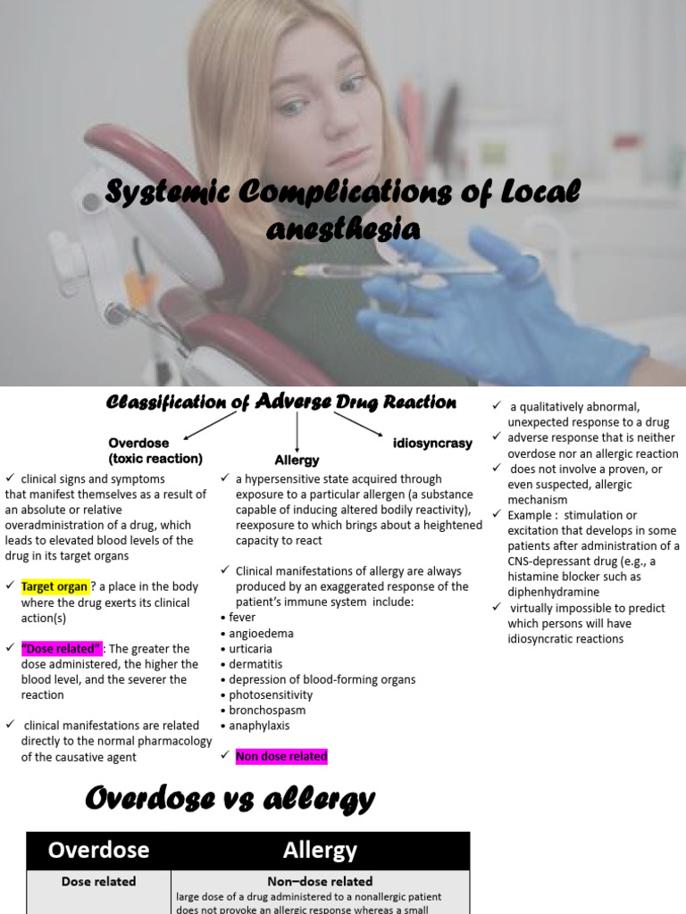 Systemic Complications of Local Anaethesia | PDF | Allergy | Injection ...