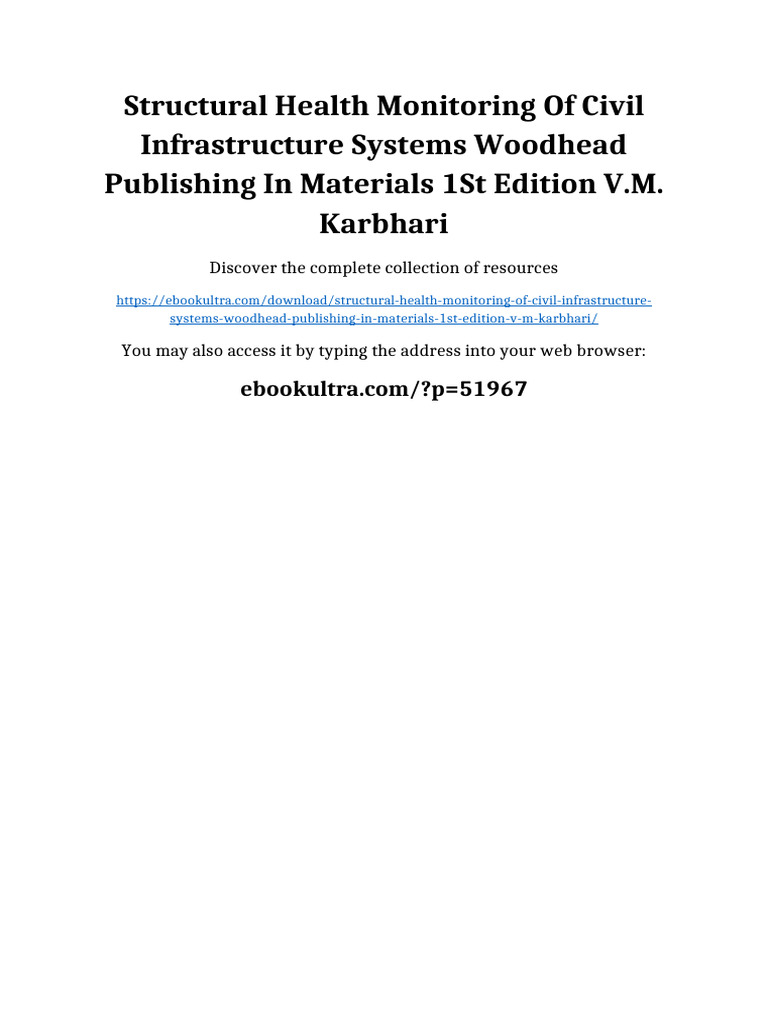 Structural Health Monitoring of Civil Infrastructure Systems Woodhead ...