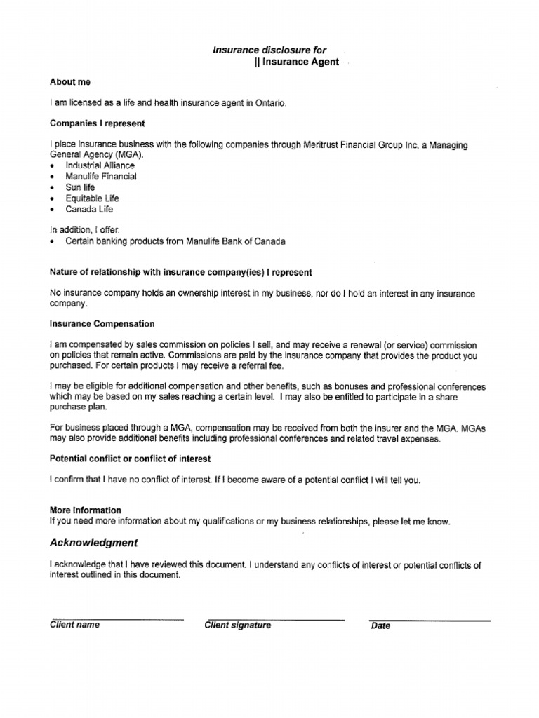 Advisor Disclosure Template | PDF