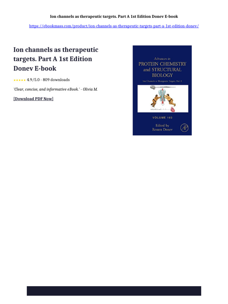Ion channels as therapeutic targets. Part A 1st Edition Donev ebook ...