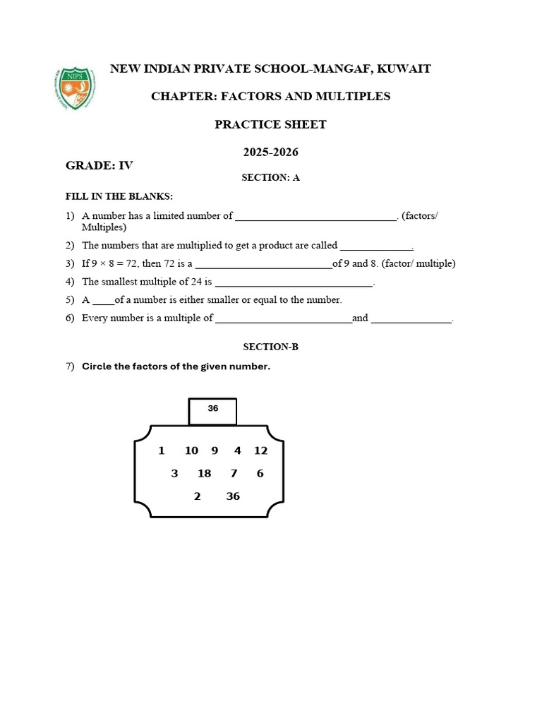 GD 4 Factors and Multiples | PDF