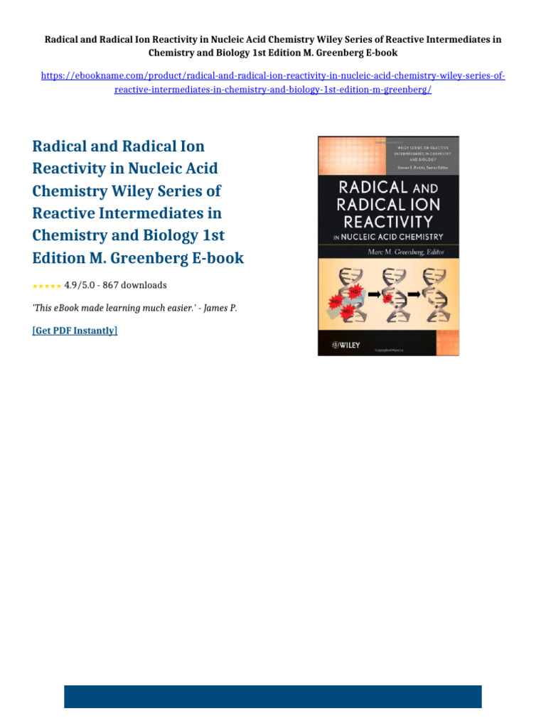 Radical and Radical Ion Reactivity in Nucleic Acid Chemistry Wiley ...