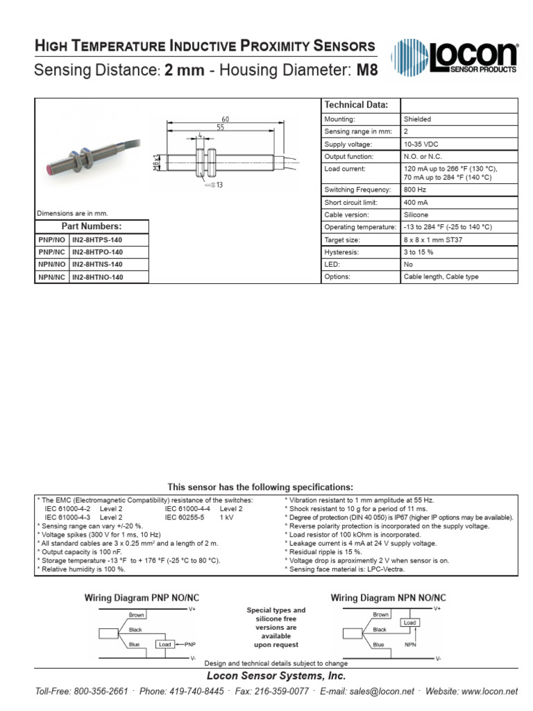 Locon High Temp Inductive Data Sheets 2016 1 | PDF | Bipolar Junction ...