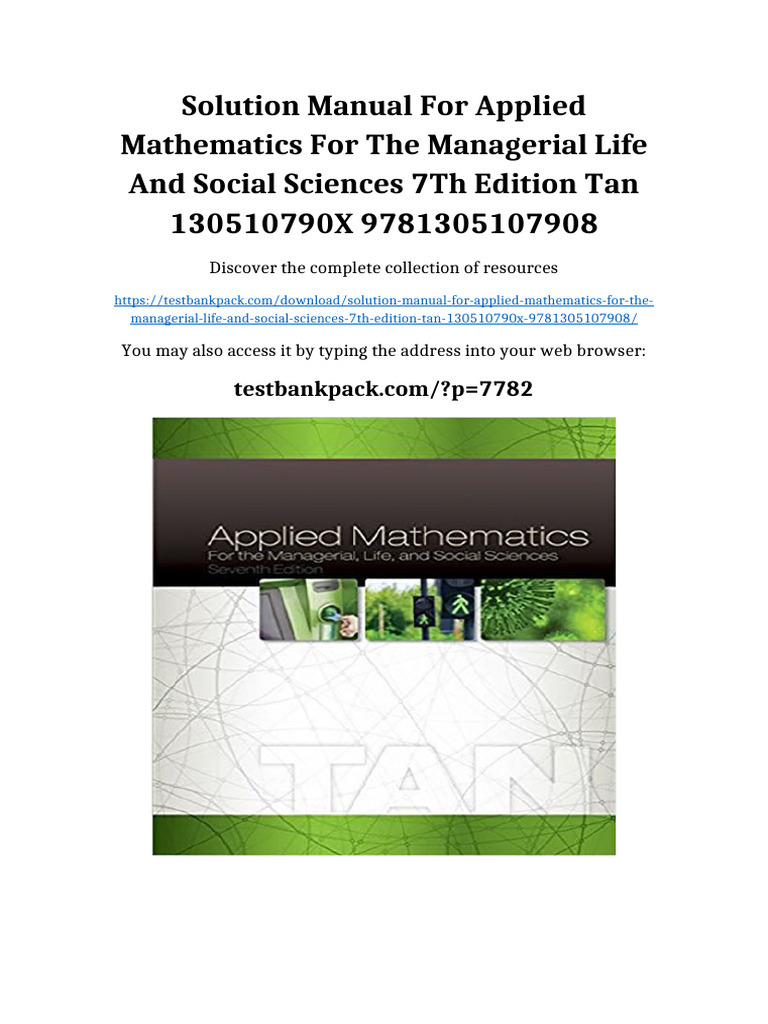 Solution Manual for Applied Mathematics for the Managerial Life and ...