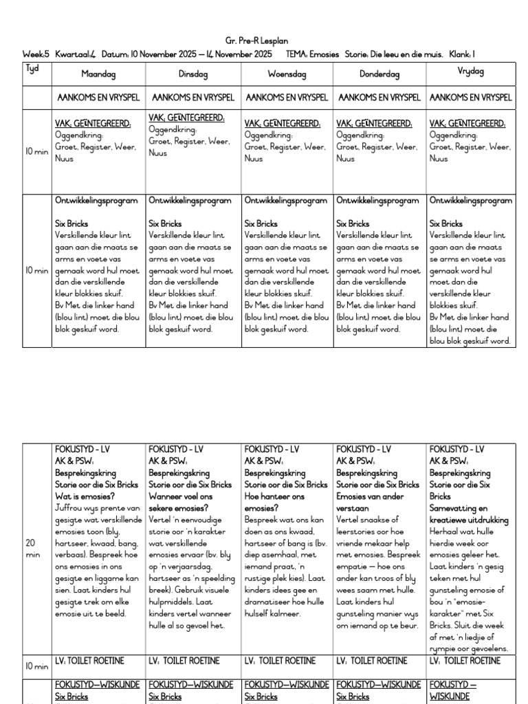 Week 5 (Die Leeu en Die Muis) Kwartaal 4 | PDF