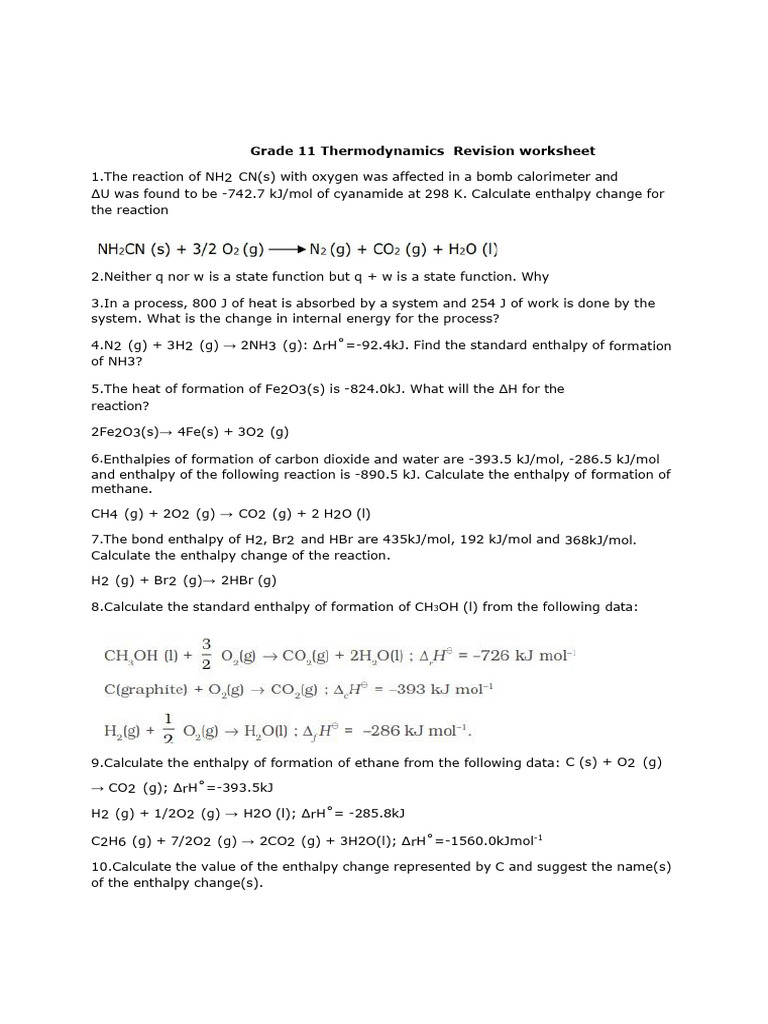 Grade 11 Thermodynamics Revision Worksheet.pdf 25-26 | PDF | Heat ...
