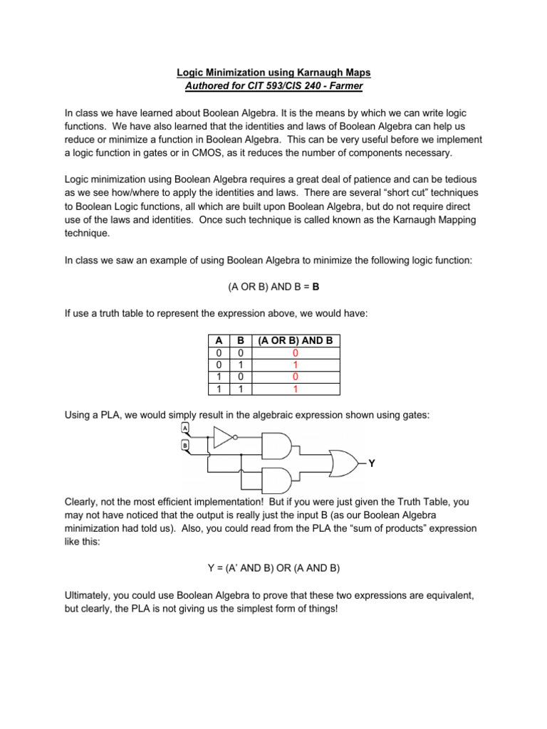 Tutorial Logic Minimization Using Kmaps | PDF | Theoretical Computer ...