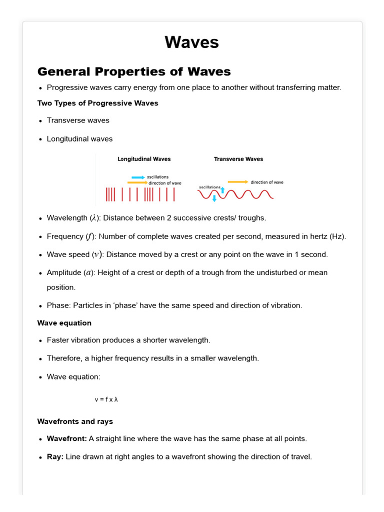 IGCSE Physics Waves | PDF | Electromagnetic Radiation | Waves