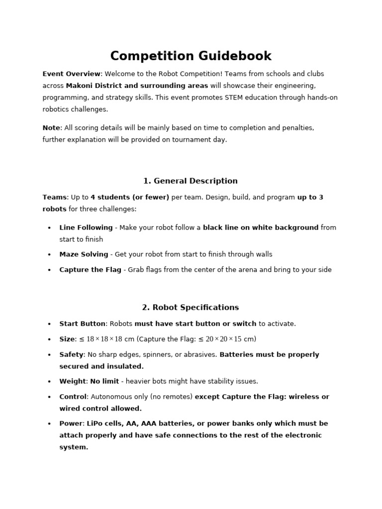 Robot Competition Rulebook | PDF