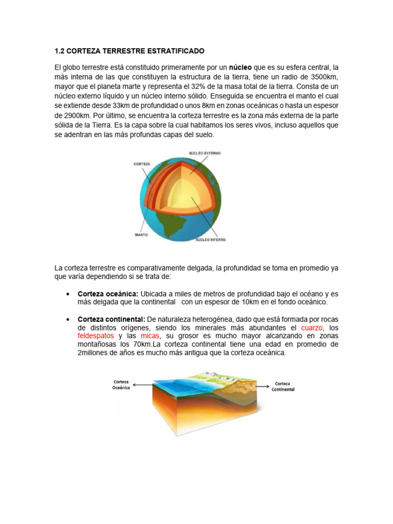 1.2 Corteza Terrestre, Estratificado | PDF | Roca (geología) | Corteza ...