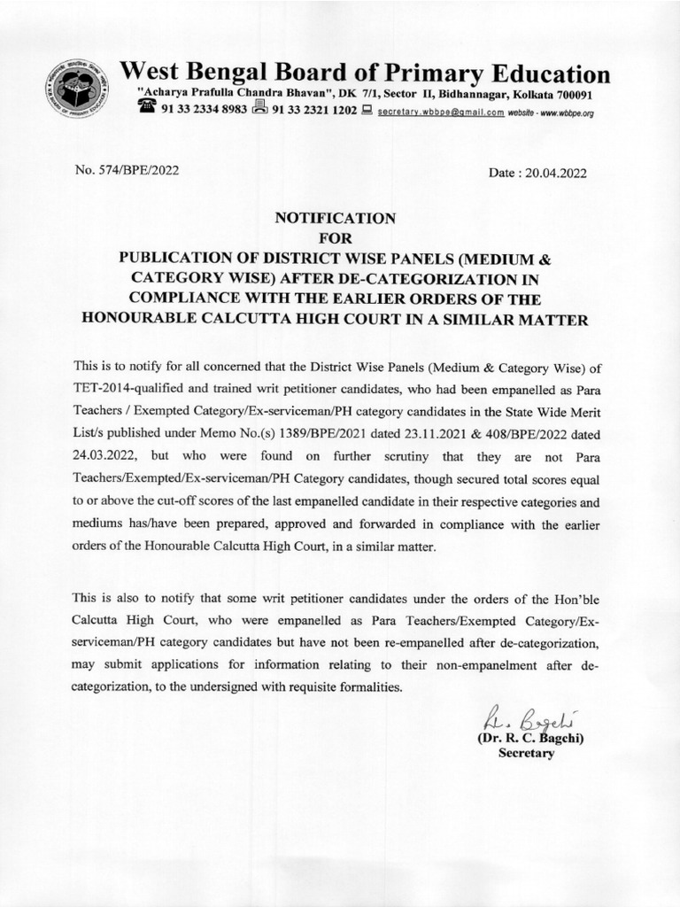 Notification Regarding Panels 2nd List of de-categorization_0001 (2) | PDF