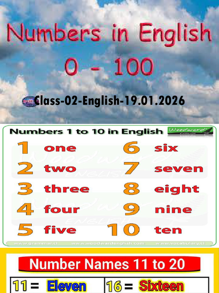 Class 02 English Kids 3 19.01.2026 Numbers | PDF
