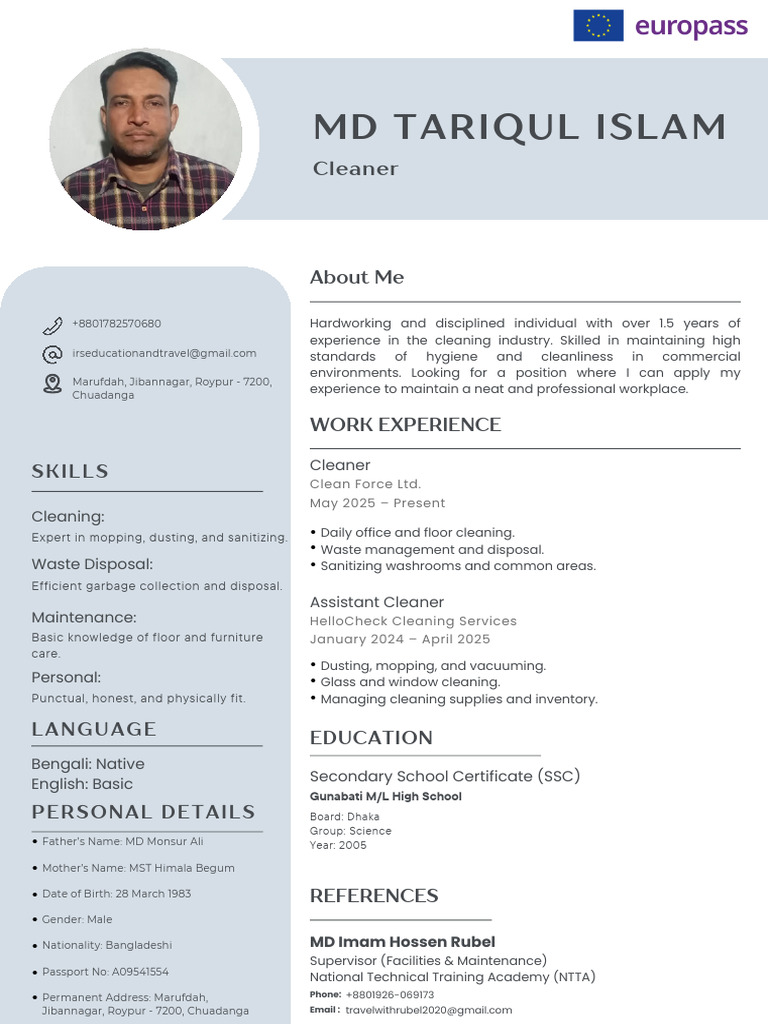 MD Tariqul Islam CV - 20260119 - 233035 - 0000 | PDF | Home | Cleaning