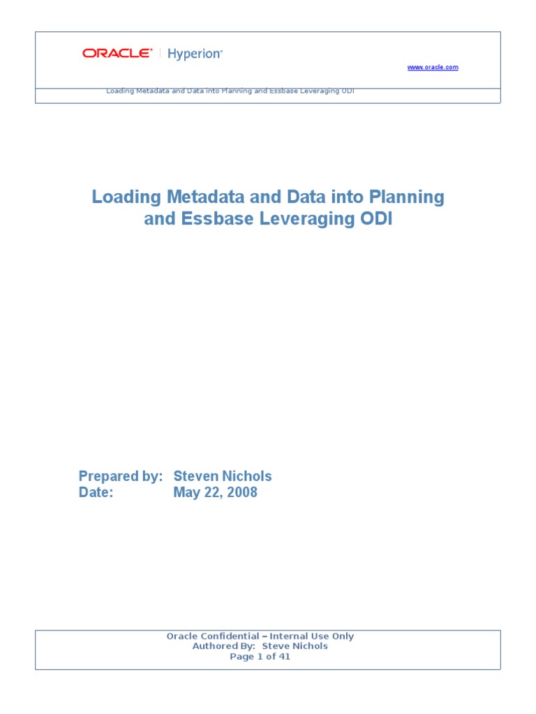 Load Data into Planning & Essbase with ODI | PDF | Metadata | Database Schema