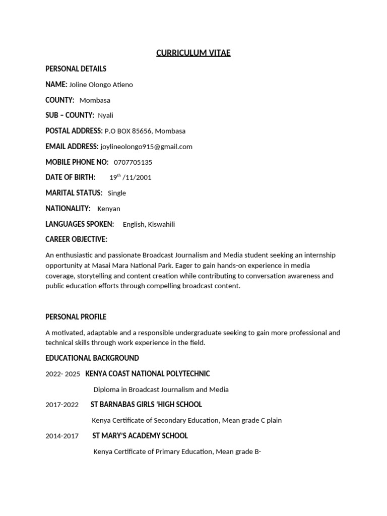 Joyline CV | PDF