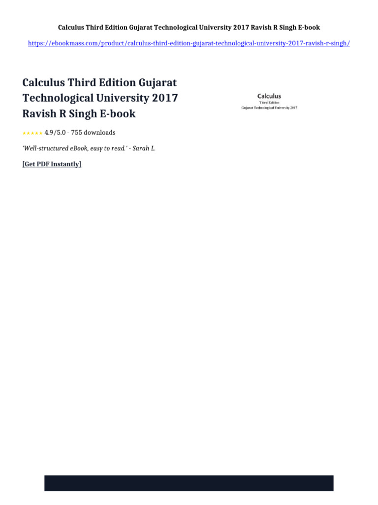 Calculus Third Edition Gujarat Technological University 2017 Ravish R ...