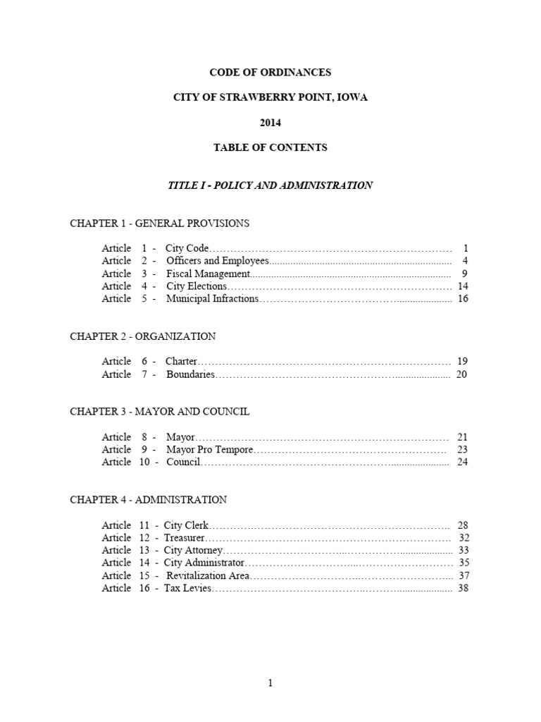 Strawberry Point Complete City Code | PDF | Street | Budget