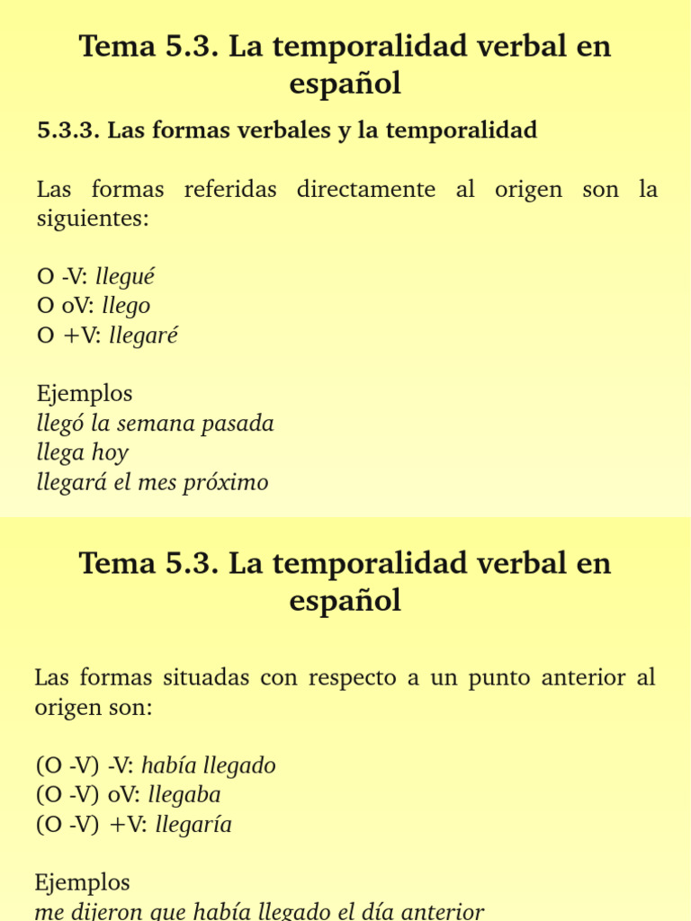 Tema 5 3 Formas Verbales Temporalidad | PDF
